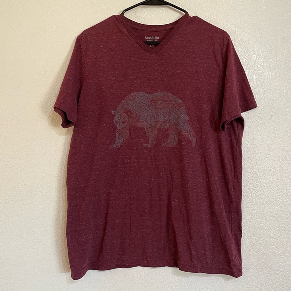 Mossimo Supply Co. | Shirts | Mens Geometric Bear Maroon Tee Shirt Top ...